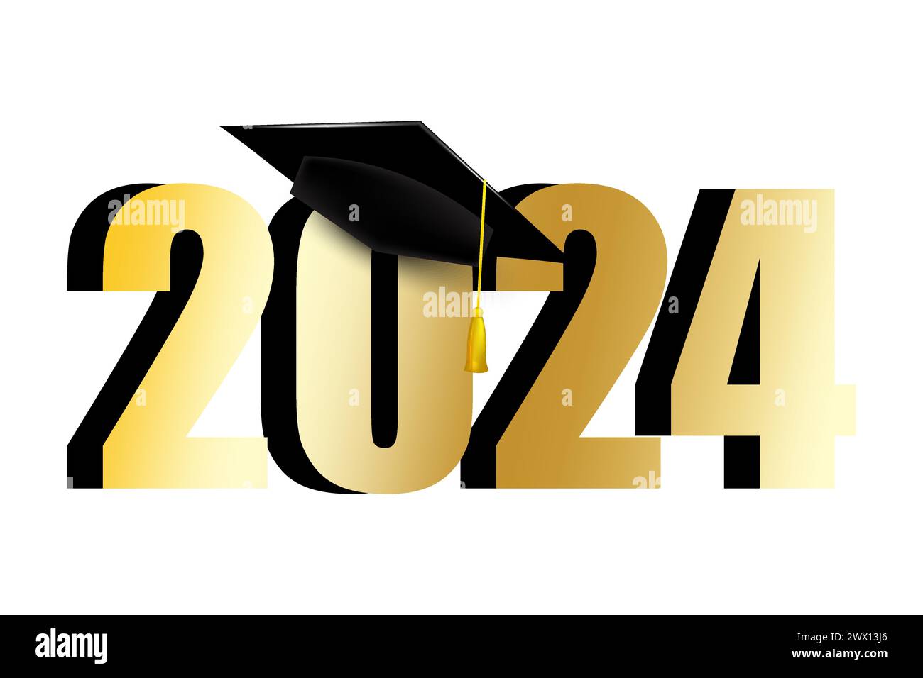 Graduation cap icon. Class of 2024 celebration. Academic success emblem ...