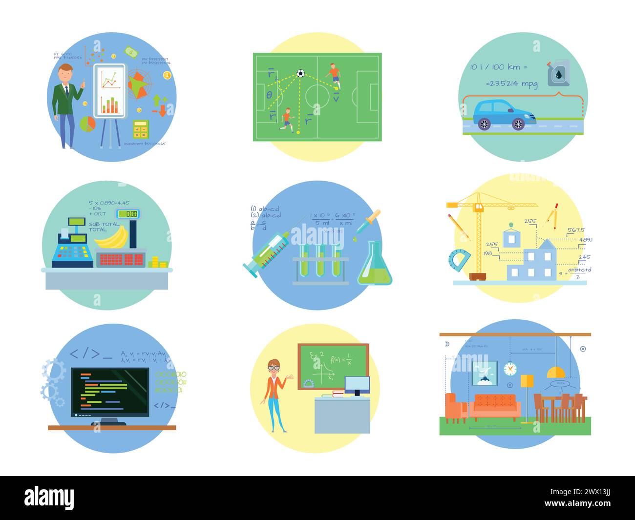 Eight round mathematics compositions set with using maths in different ...