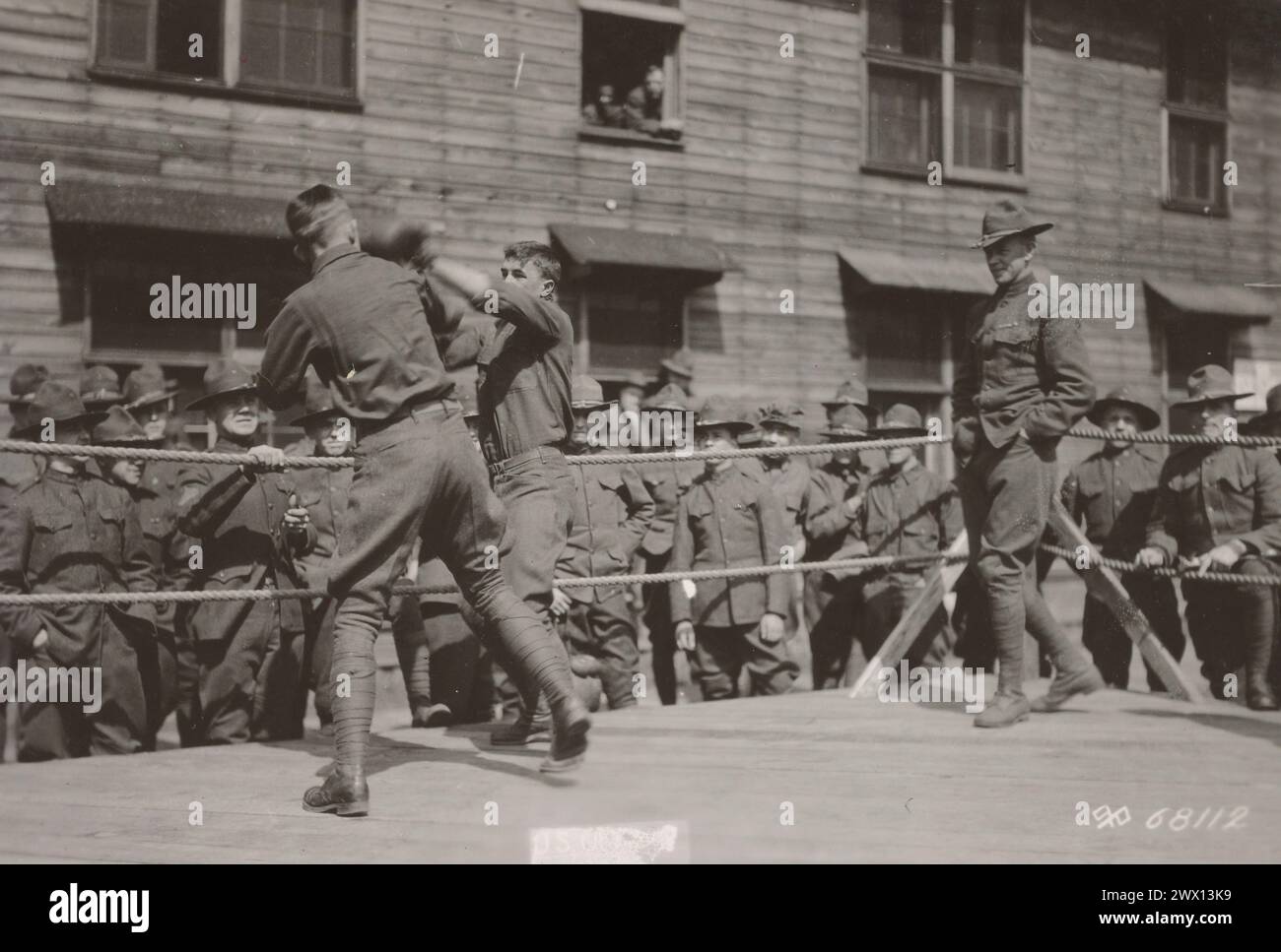 Boxing Exercises by the 6th Field Signal Battalion. Camp Grant, Illinois ca. 1918-1920 Stock ...