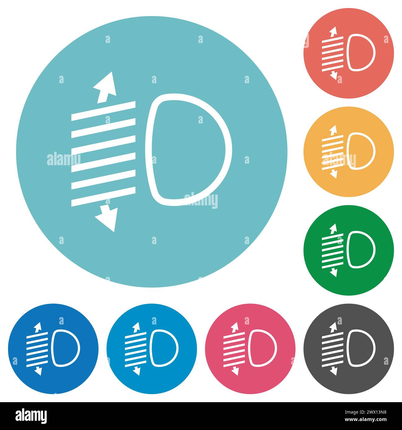 Headlight level adjustment outline flat white icons on round color backgrounds Stock Vector ...