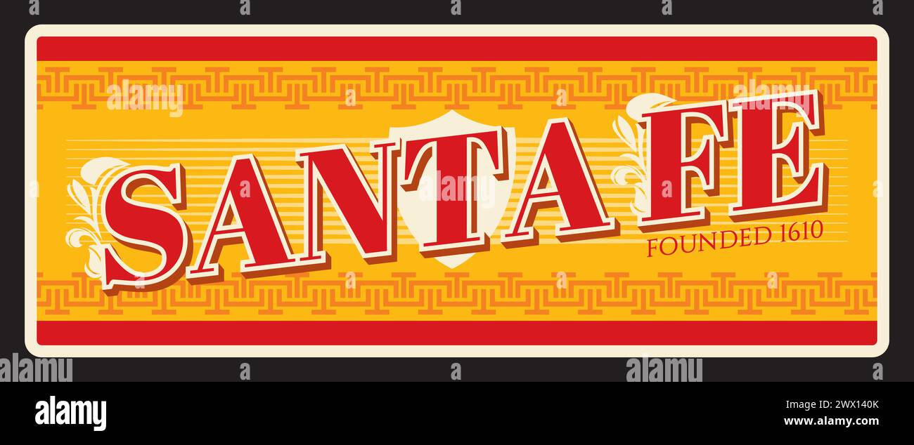 Santa Fe capital state of New Mexico, USA territory city. Vector travel ...