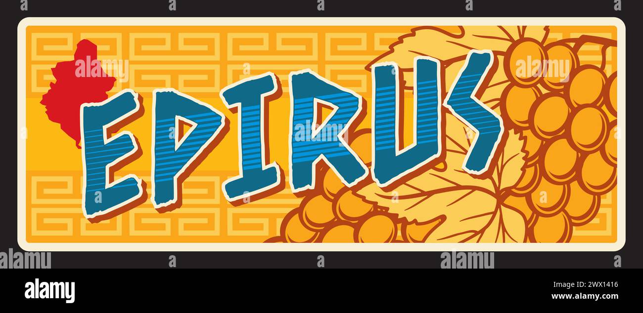 Epirus Greek territory or region. Vector travel plate or sticker ...