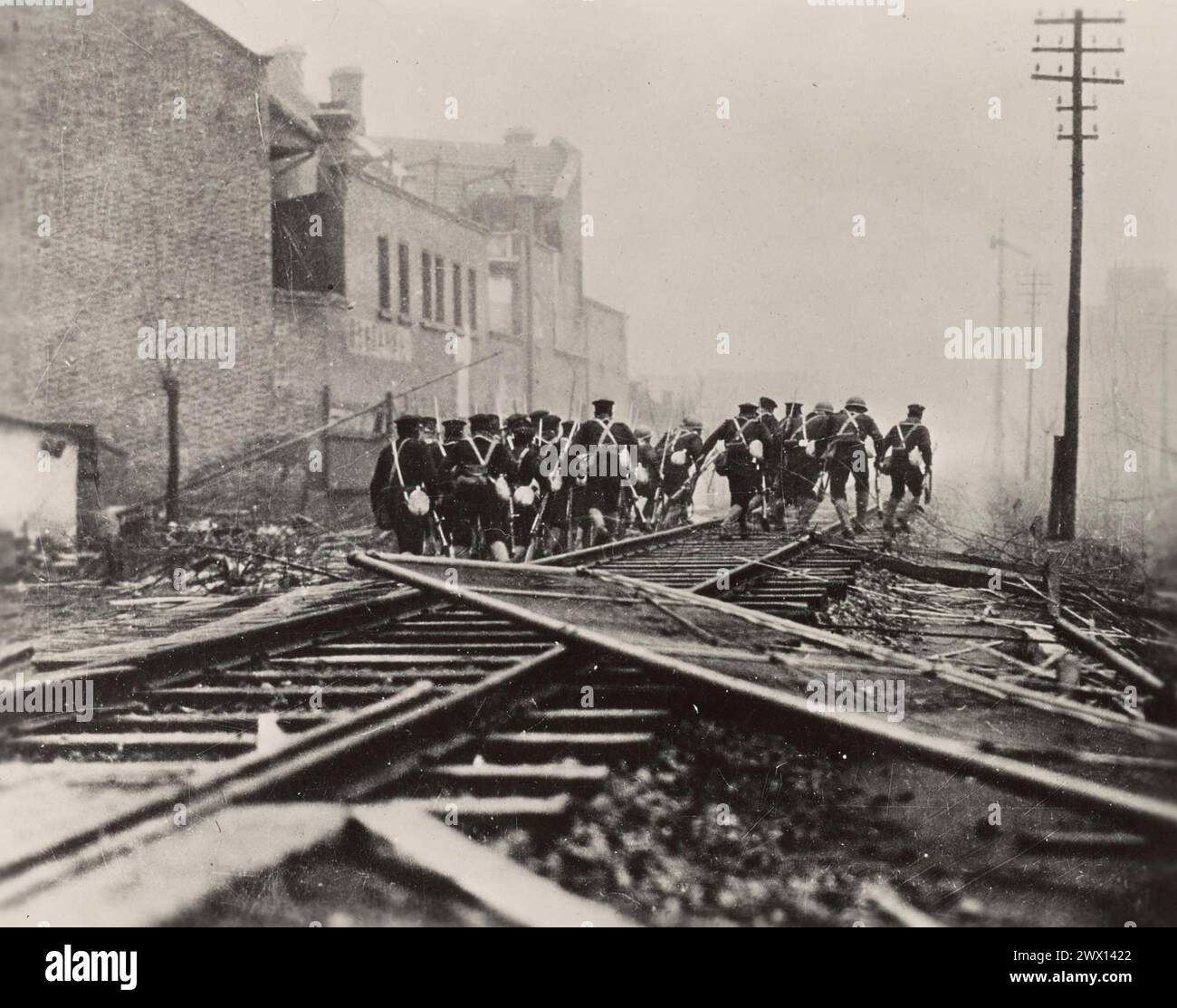 Sino-Japanese War, 1932 -- Japanese ripping up rail line Stock Photo ...