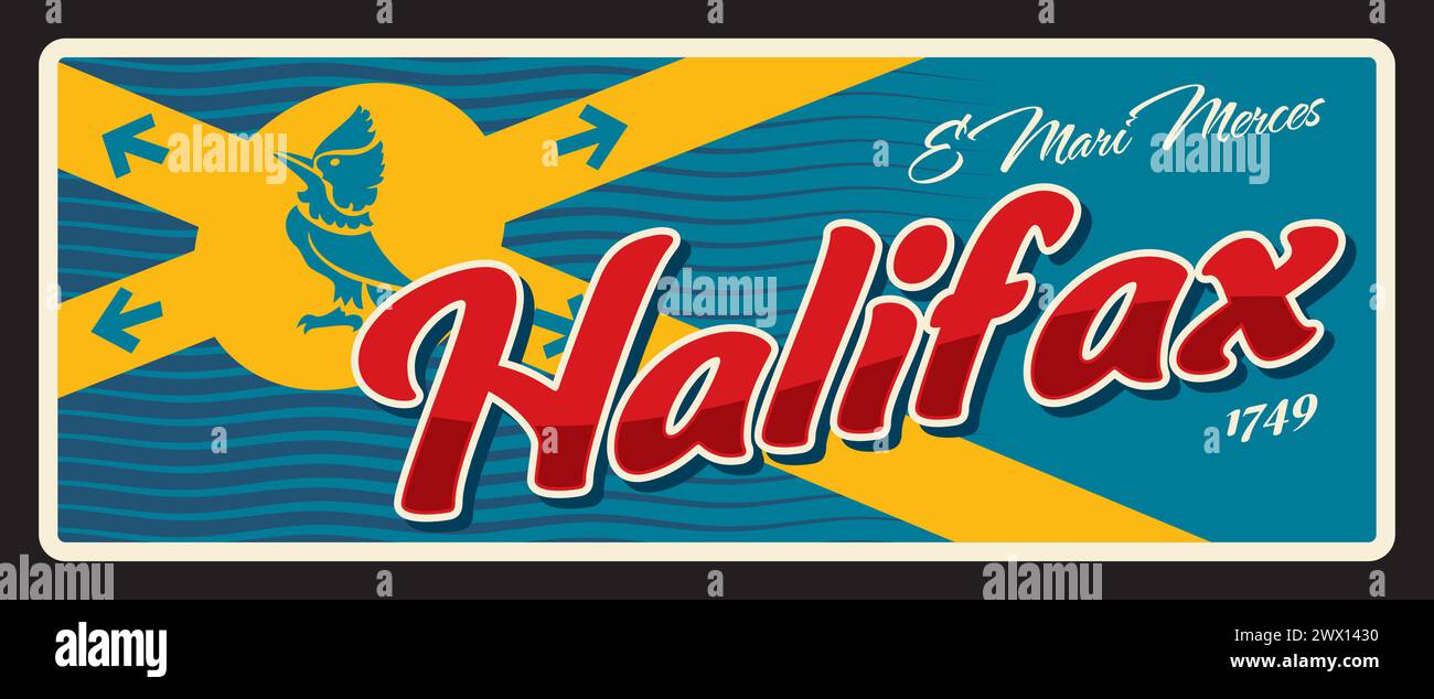 Halifax Canadian city retro travel plate, tin sign, tourist sticker ...