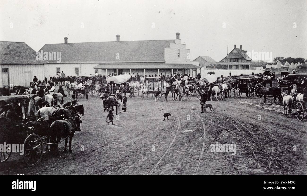 A crowded day at the Indian Trading Post at Fort Sill, Oklahoma ca ...