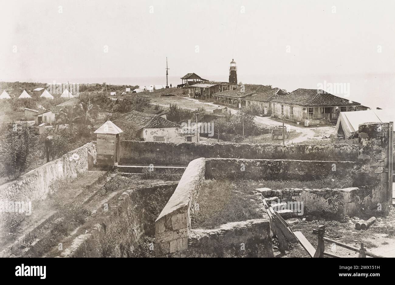 Morro lighthouse and barracks, Santiago, Cuba ca. 1908 Stock Photo - Alamy
