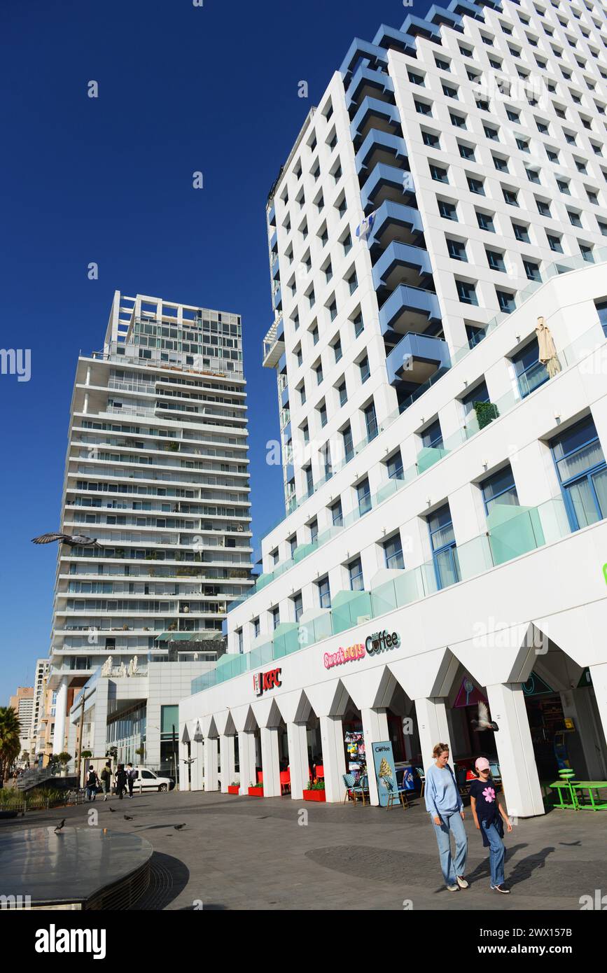 The renovated opera tower mall and building by the beach in Tel-Aviv ...
