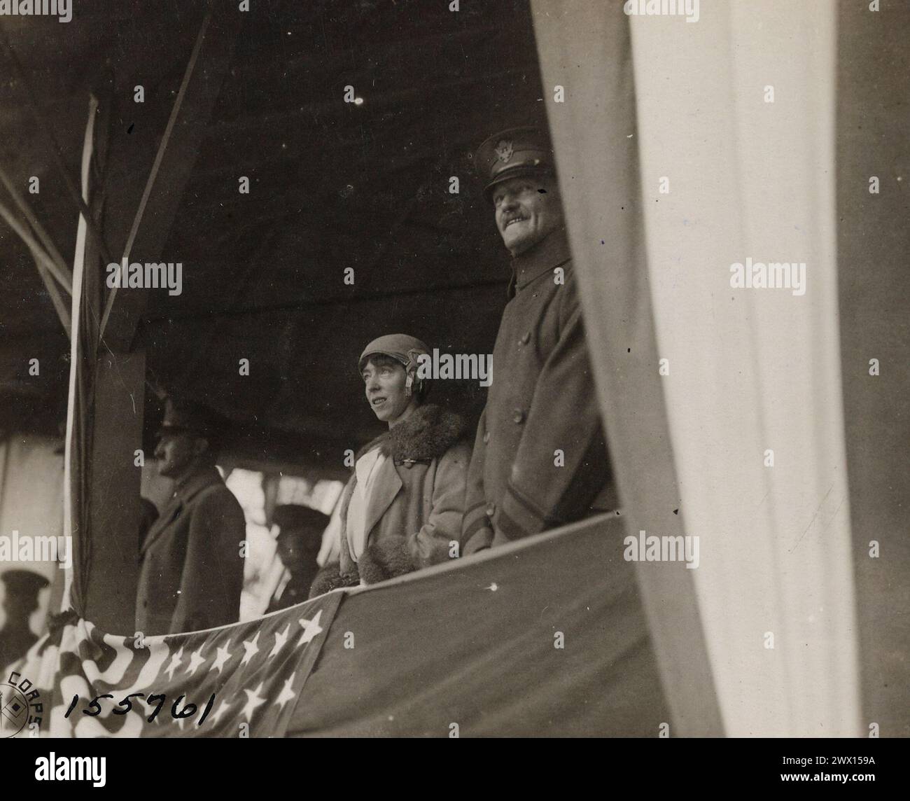 QUEEN OF BELGIUM AND GENERAL John J. Pershing in Grandstand reviewing ...