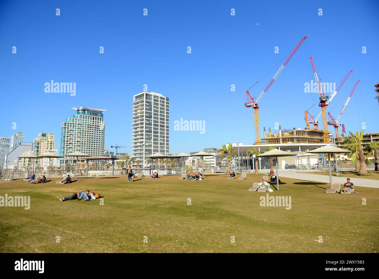 Large construction site near the Hassan Bek Mosque in Tel-Aviv, Israel ...