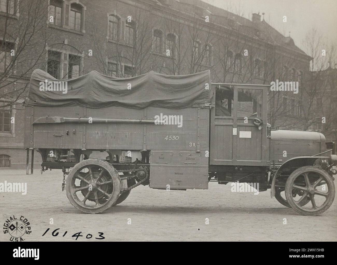 GERMAN TYPE OF TRUCKS. Side view of ADLER truck. Motor Transport Corps ...