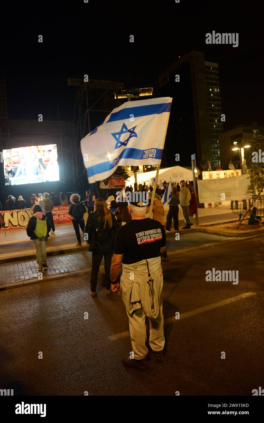 March 16th 2024, Tel-Aviv, Israel. Thousands of supporters rallied at ...