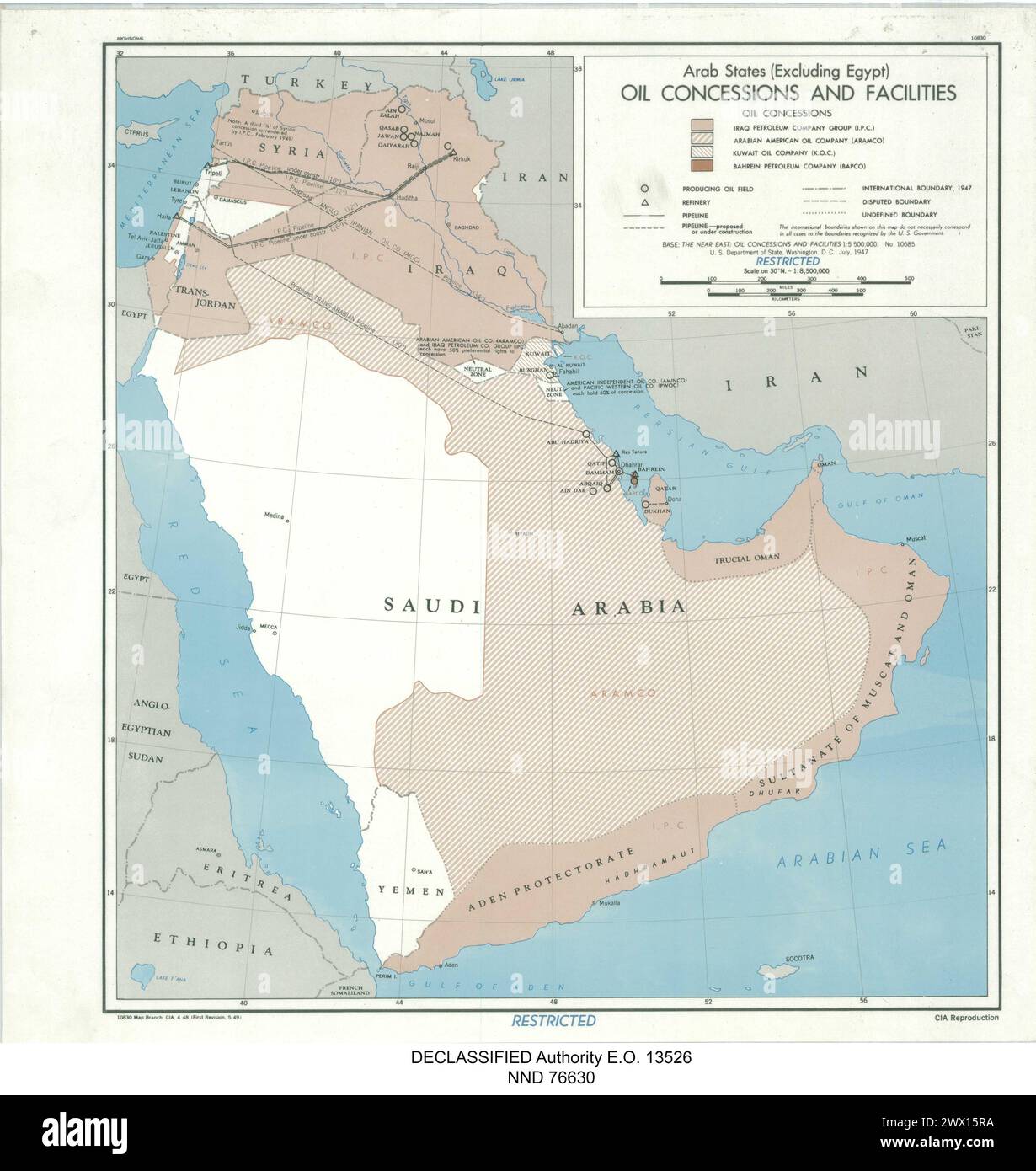 CIA map of Arab States (Excluding Egypt): Oil Concessions and ...