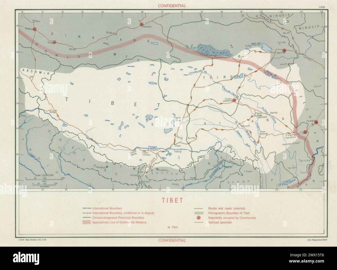 1950 tibet map hi-res stock photography and images - Alamy