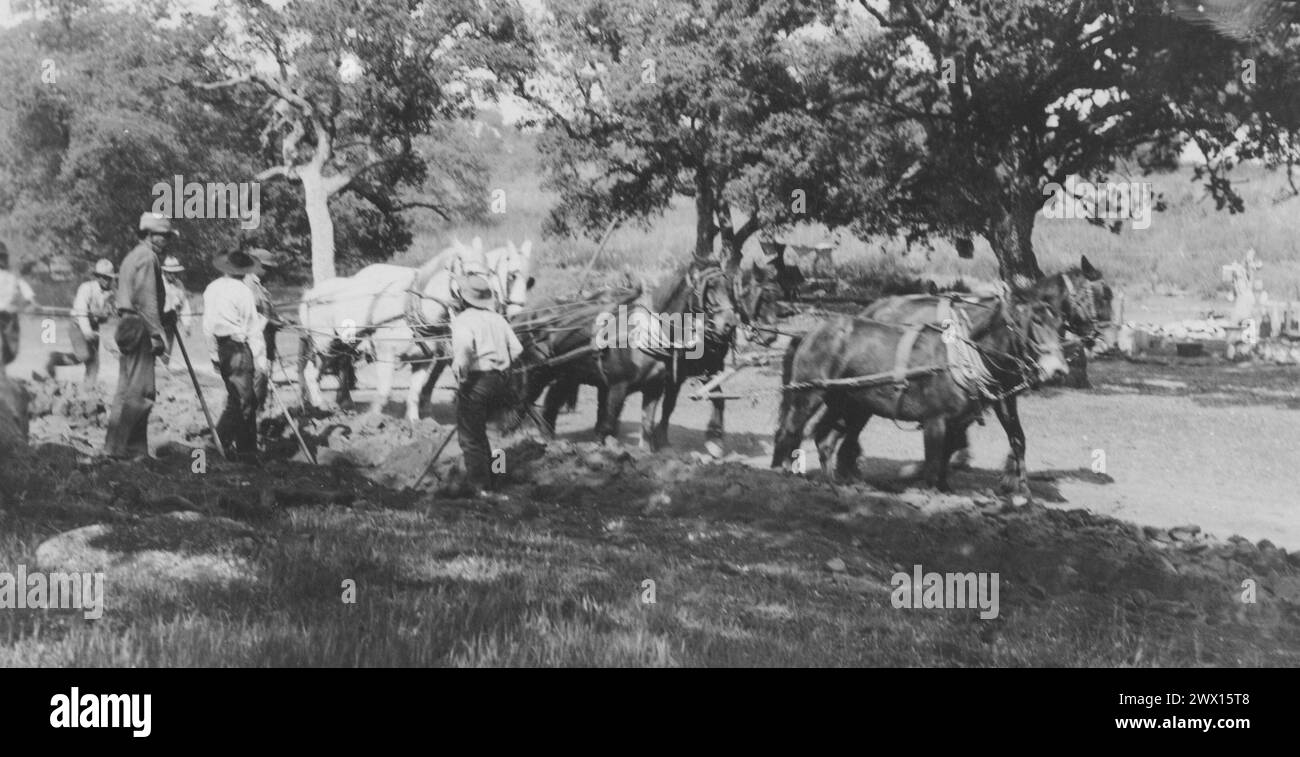 Barona Band of Mission Indians: Photograph of Horses Pulling a Road ...