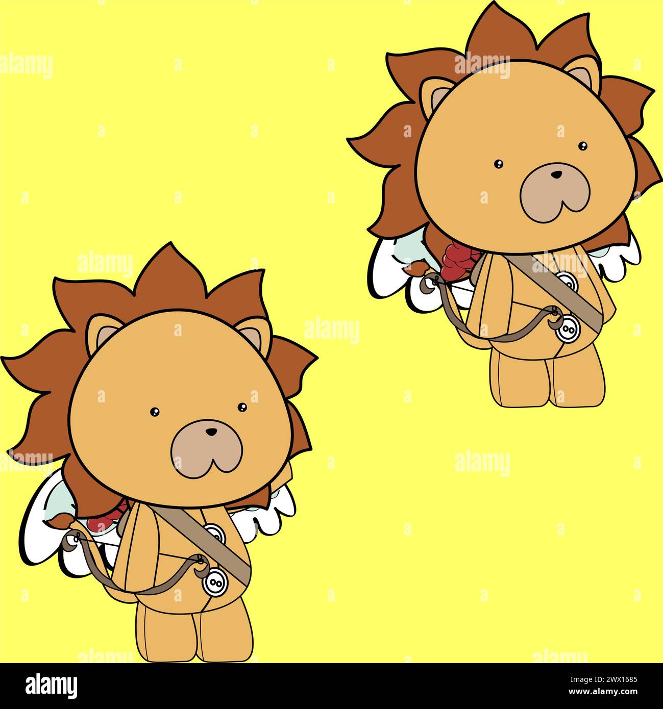 cute chibi angel lion character kid cartoon pack collection in vector ...