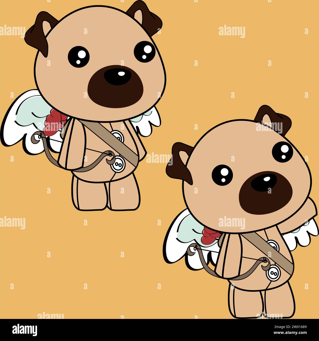 cute chibi angel pug dog character kid cartoon pack collection in ...