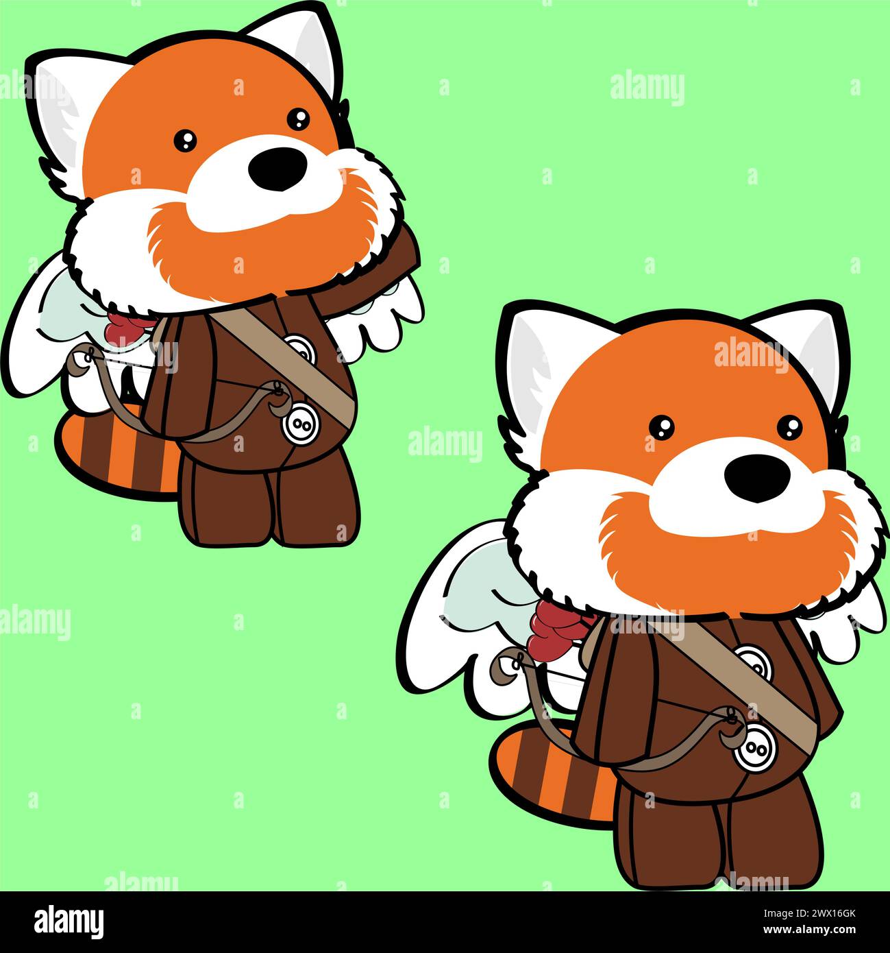 cute chibi angel red panda character kid cartoon pack collection in ...