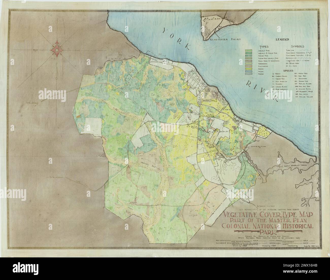 Vegetative Cover Type Map of Colonial National Historical Park ca. 1937 ...
