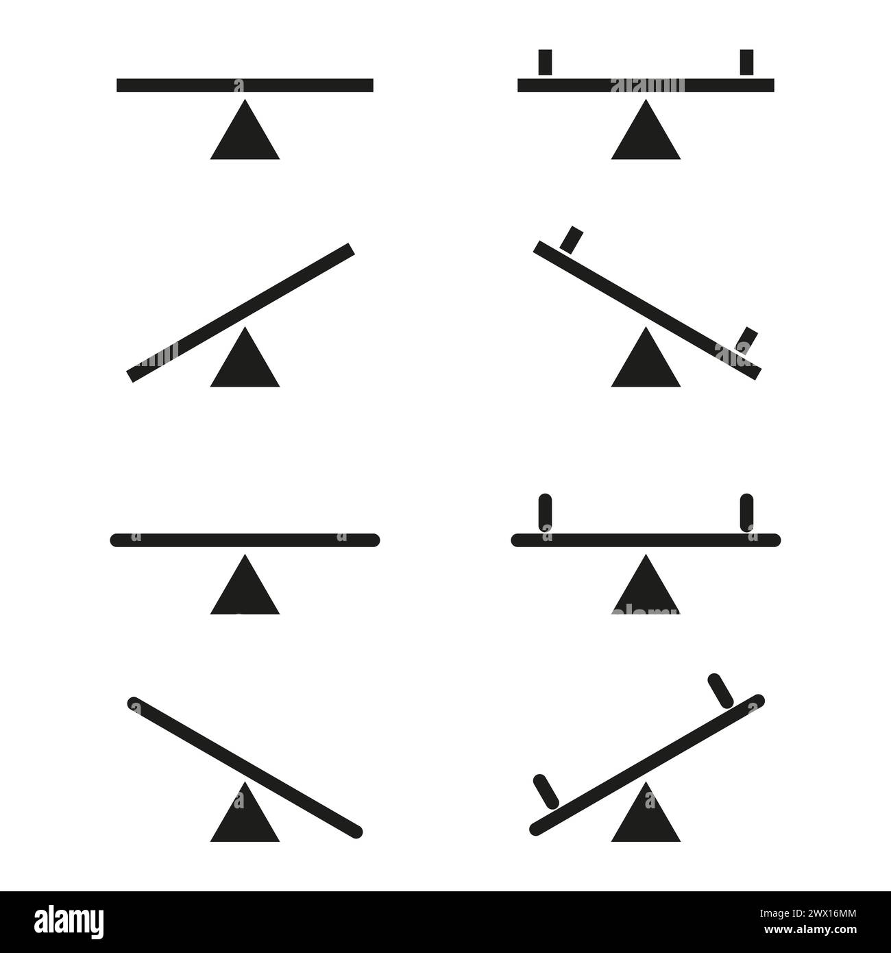 Balance scales icon set. Equality measurement symbols. Justice abstract ...