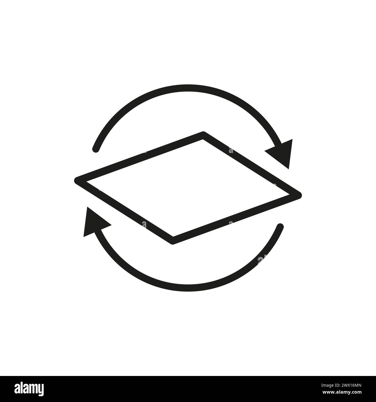 Continuous cycle arrow. Diamond shape center. Process flow symbol ...