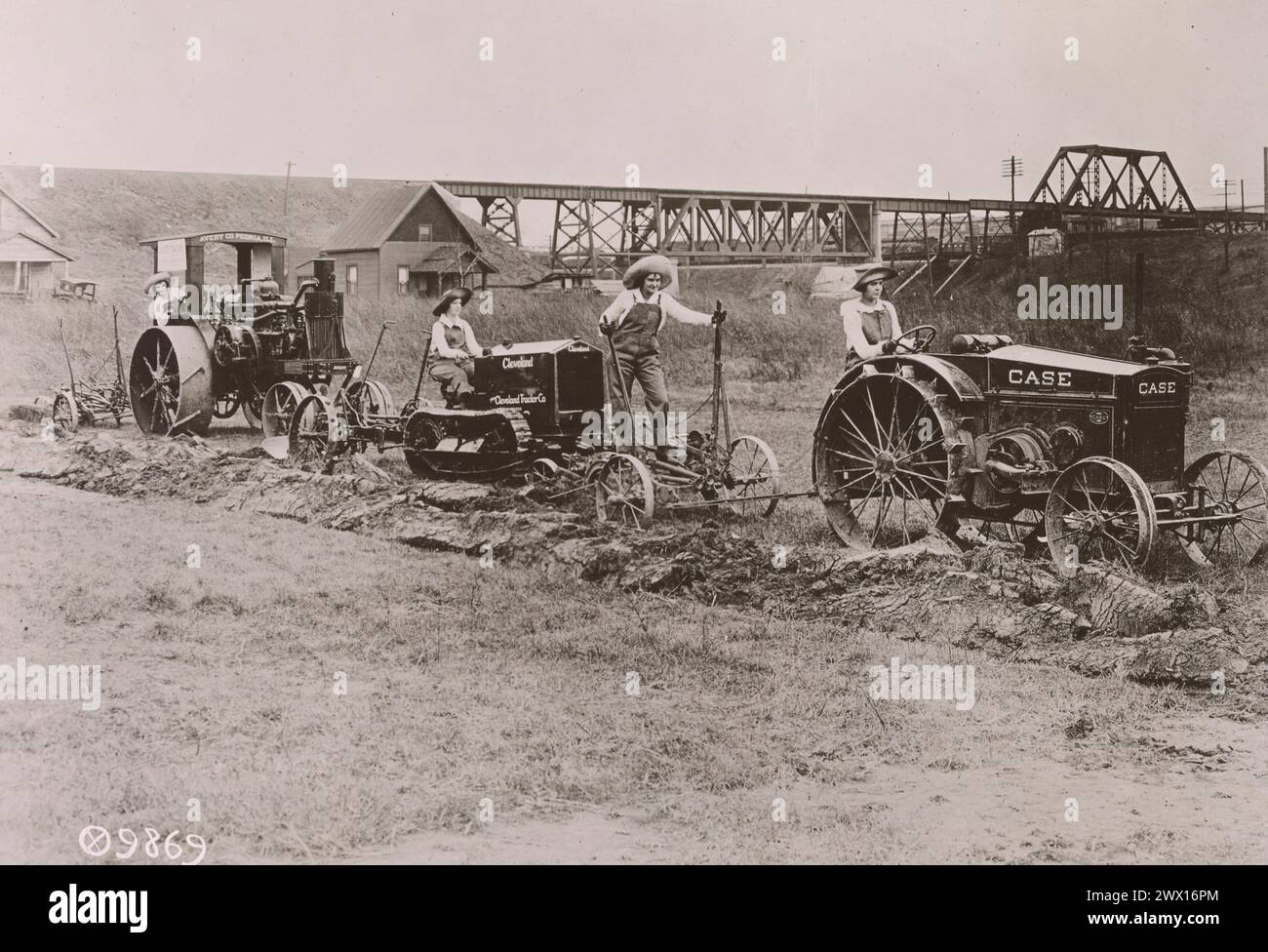 Farmerettes driving tractors. Agricultural Activities ca. 1919-1923 ...