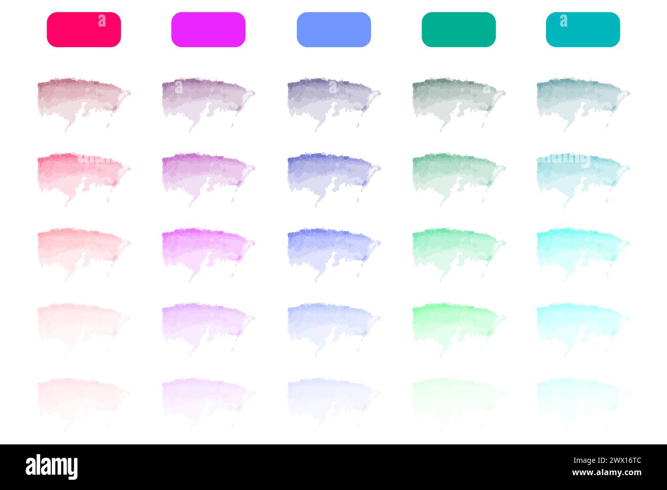 Watercolor brush strokes set. Colorful paint smears collection ...