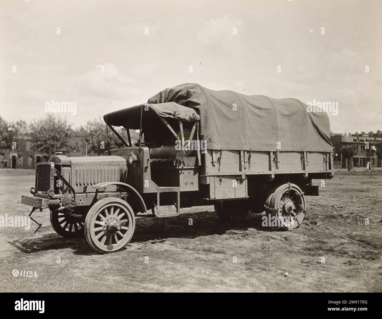 Army motor trucks - side view of a three ton standard truck, with skid ...
