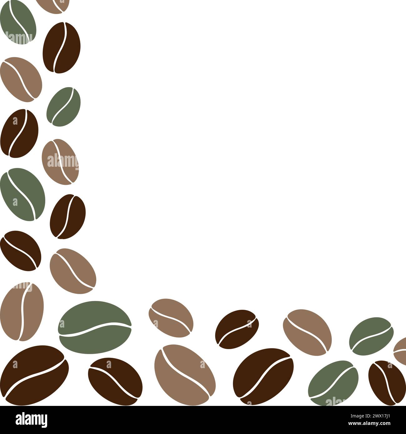 Abstract Corner frame of mixed coffee beans various size and color ...