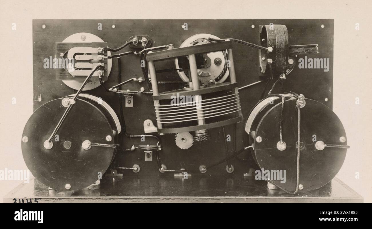 Close up of the rear view of a Marconi radio receiver for receiving ...