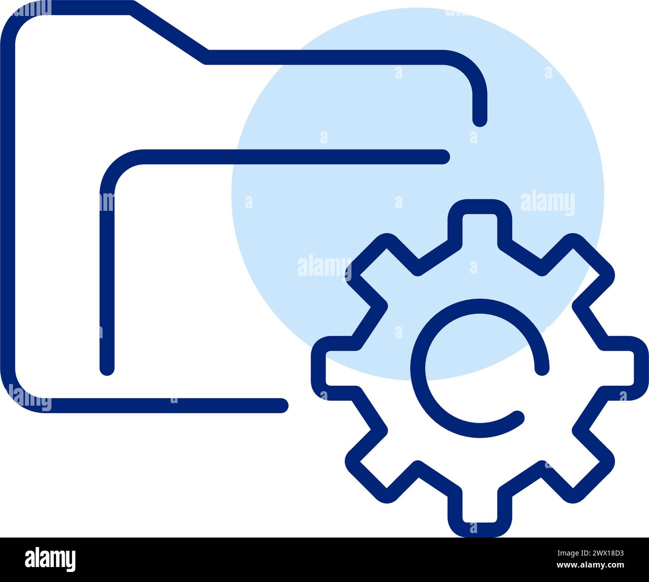 Folder and cogwheel. File organization, management and maintenance ...