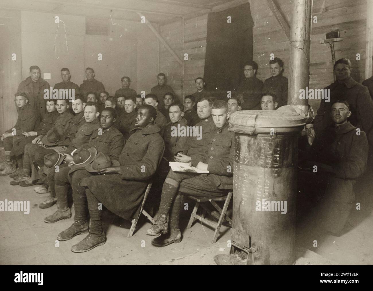 Patients in a dental infirmary waiting room at St. Aignan Camp Hospital ...