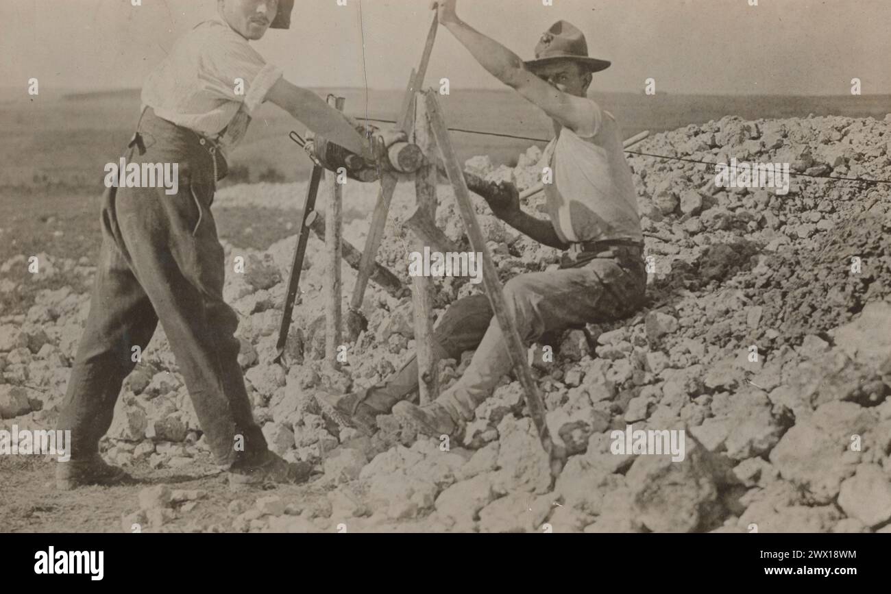 Americans in France - A windlass, worked by man power, which is used to ...