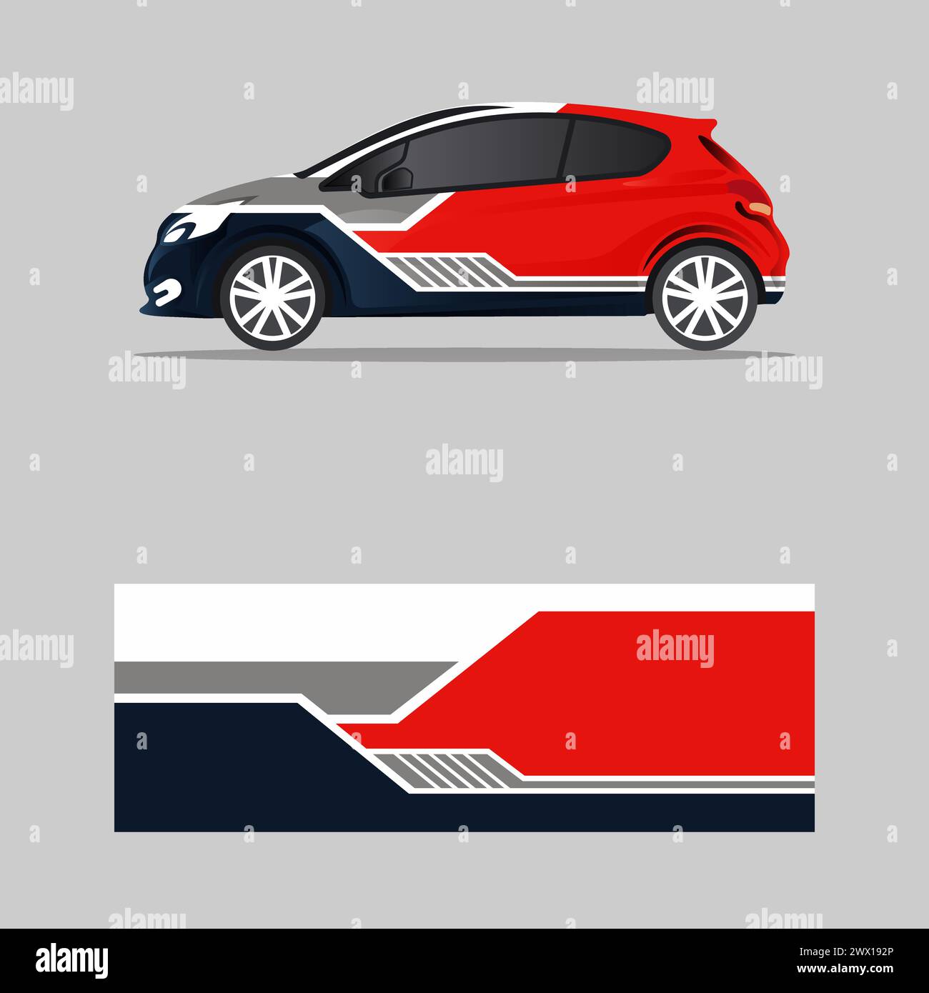 wrap, truck and cargo van sticker. Graphic Modern red geometric style ...