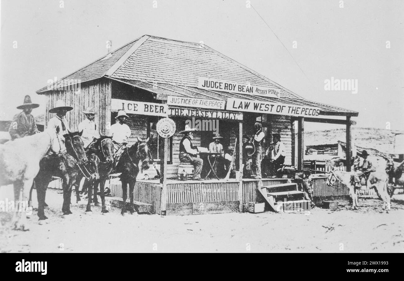 Judge Roy Bean, the `Law West of the Pecos,' holding court at the old ...