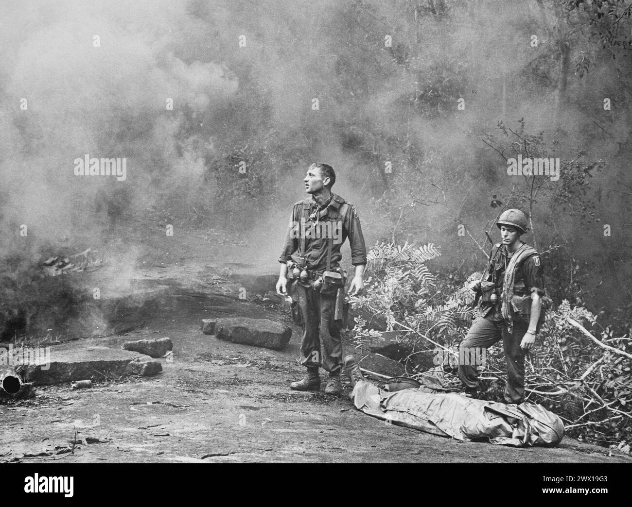Vietnam War: Long Khanh Province, Republic of Vietnam, a soldier stares ...