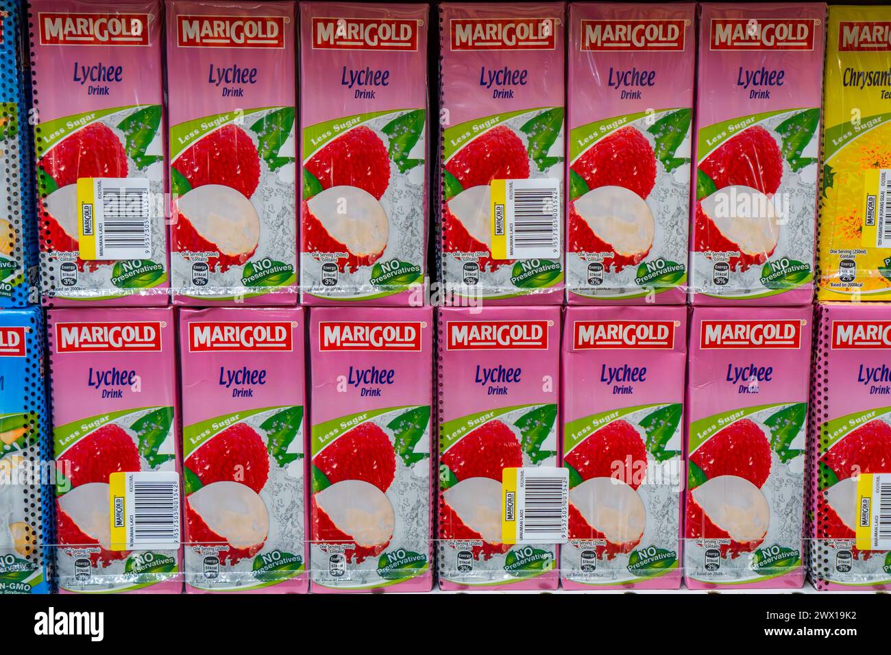 Econsave, Kampar Malaysia - March 27, 2024 : Lychee drink form MariGold ...