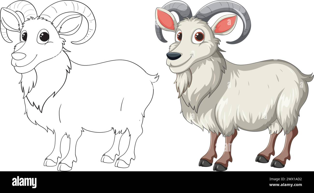 Vector illustration of a ram, colored and outlined Stock Vector Image ...