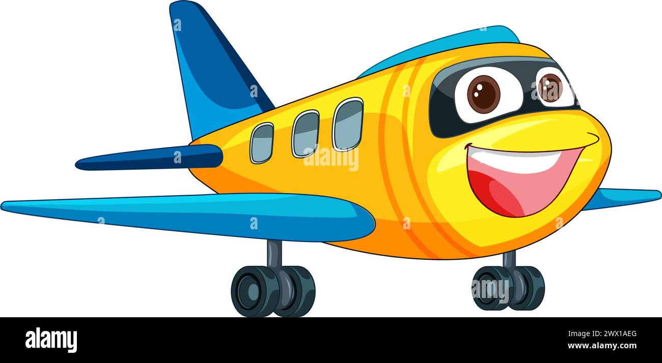 Colorful animated airplane with a cheerful face Stock Vector Image ...
