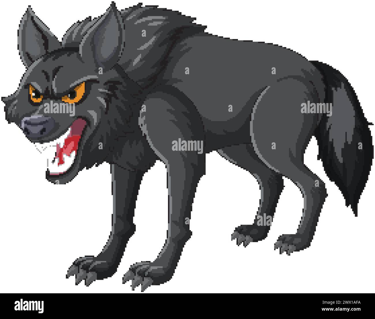 Vector illustration of an aggressive wolf growling Stock Vector Image ...