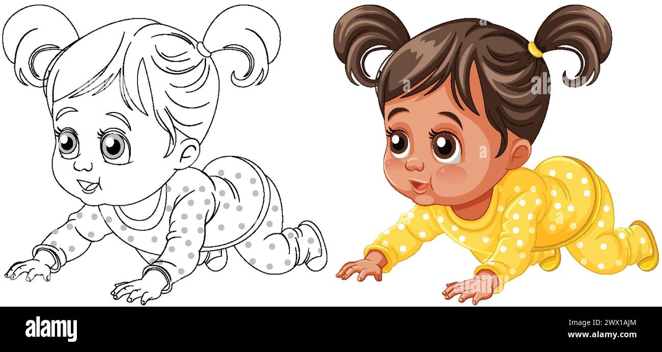 Crawling baby girl Stock Vector Images - Alamy