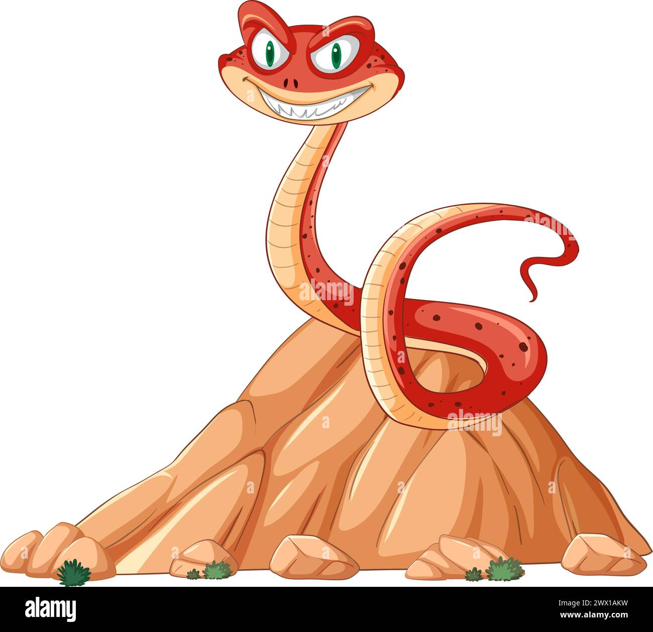 A smiling snake illustrated atop a small hill Stock Vector Image & Art ...