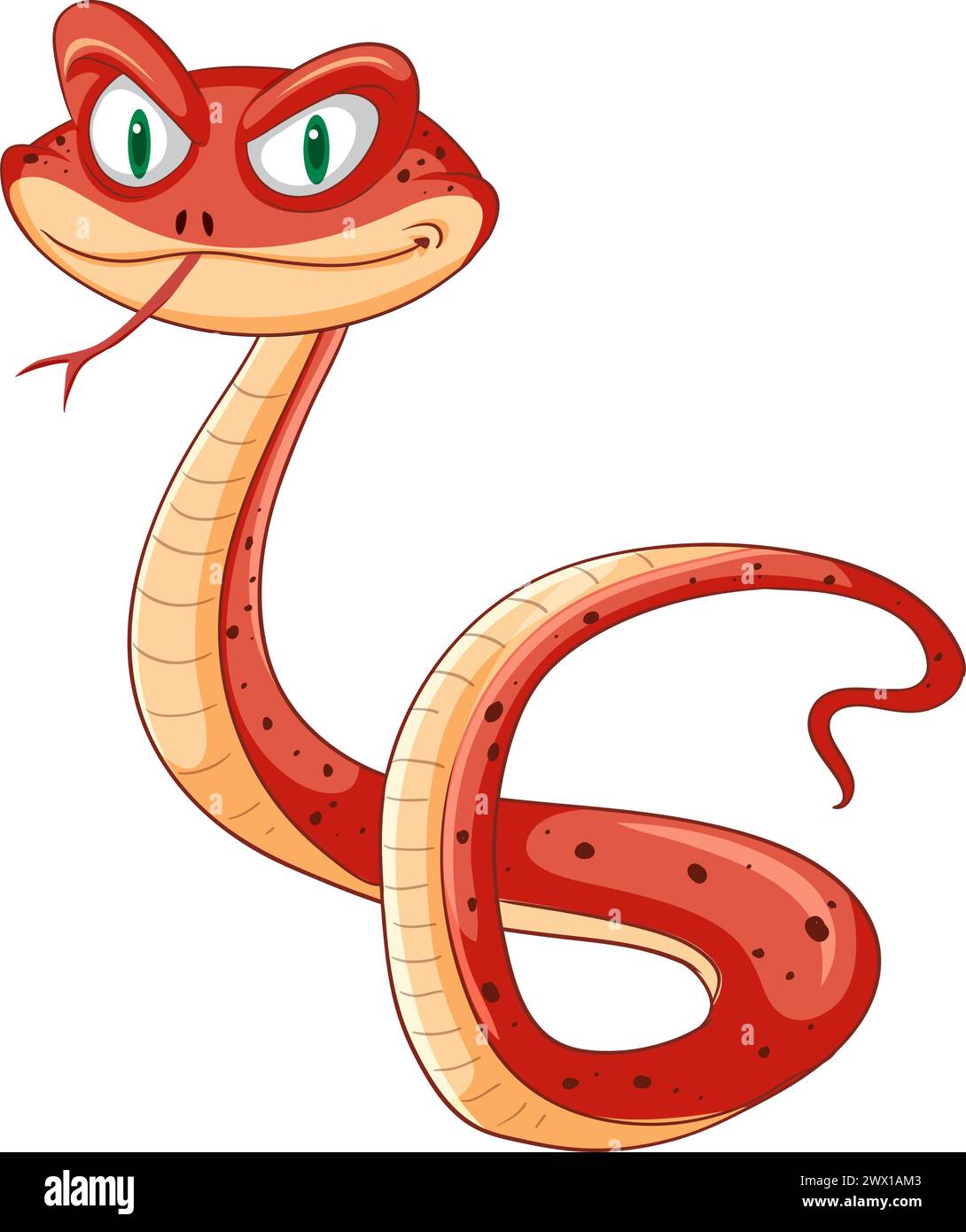 Colorful, smiling snake in a playful vector style Stock Vector Image ...