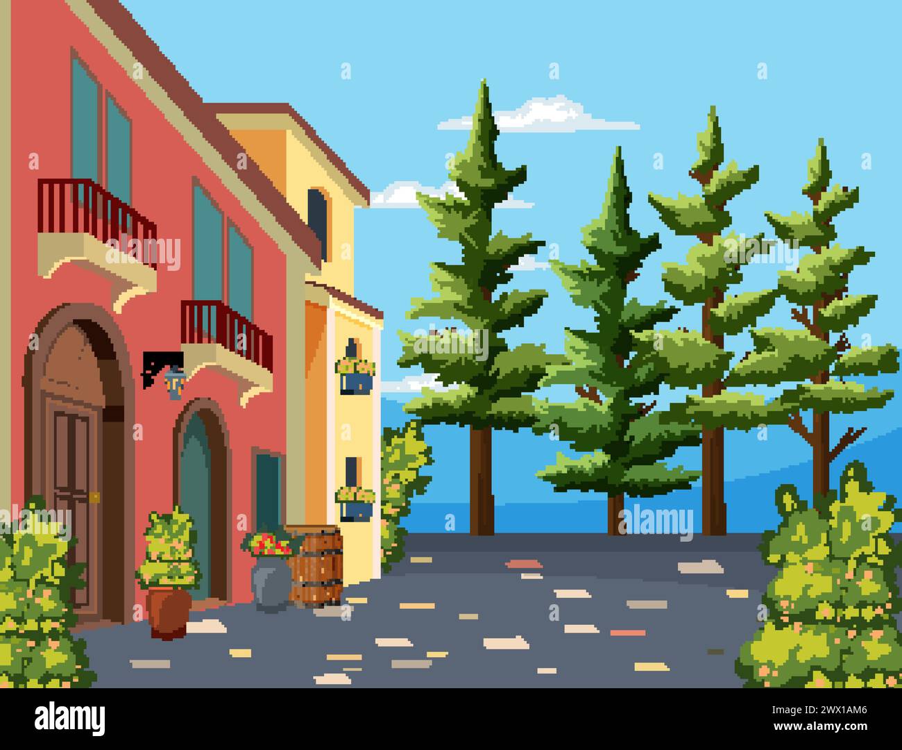 Vector illustration of a peaceful street scene Stock Vector Image & Art ...