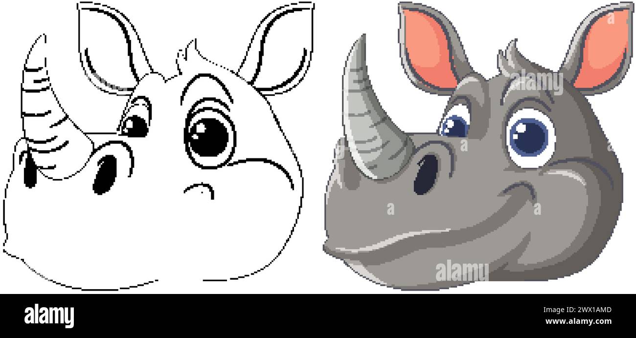 Vector illustration of two smiling rhinoceros faces Stock Vector Image ...