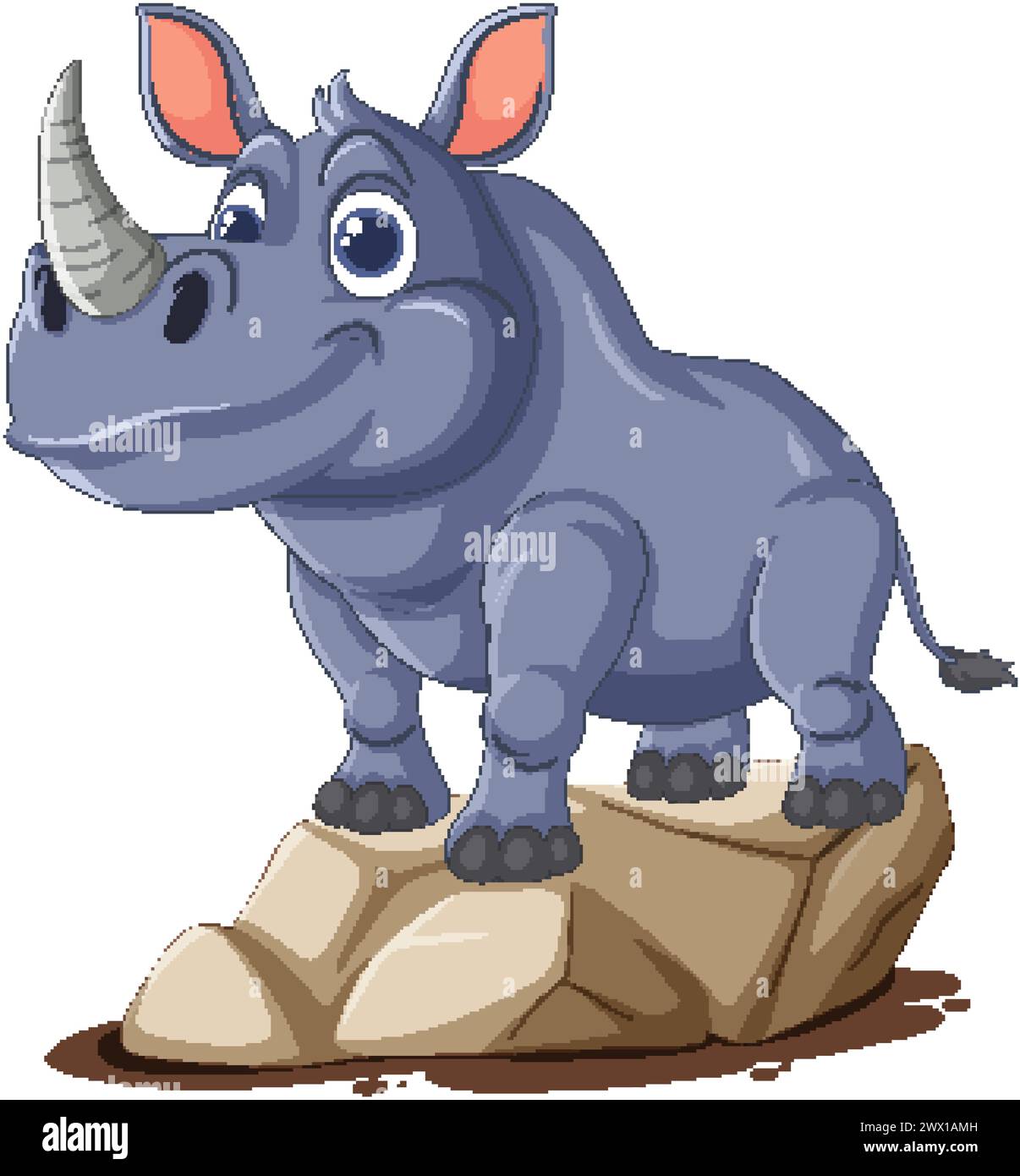 Cartoon rhinoceros smiling on a small boulder Stock Vector Image & Art ...