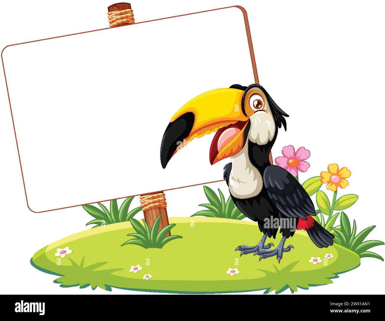 Colorful toucan beside a blank sign in nature Stock Vector Image & Art ...