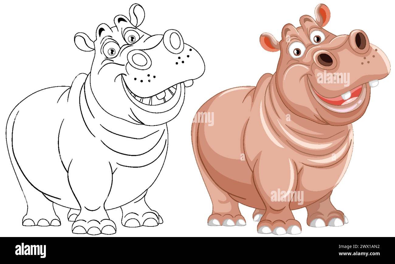 Playful hippos vector vectors hi-res stock photography and images - Alamy