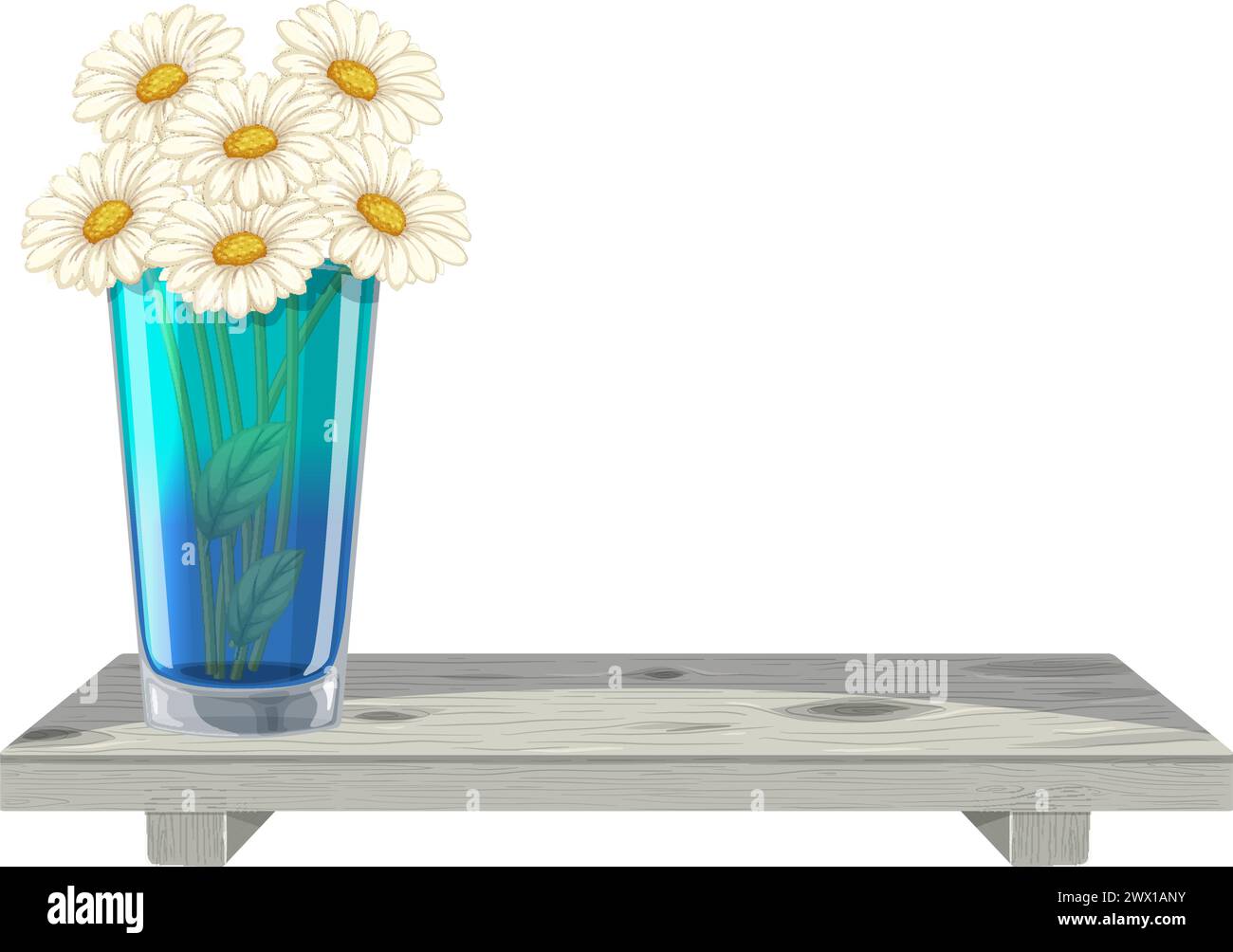 Vector illustration of flowers in a vase on shelf Stock Vector Image ...