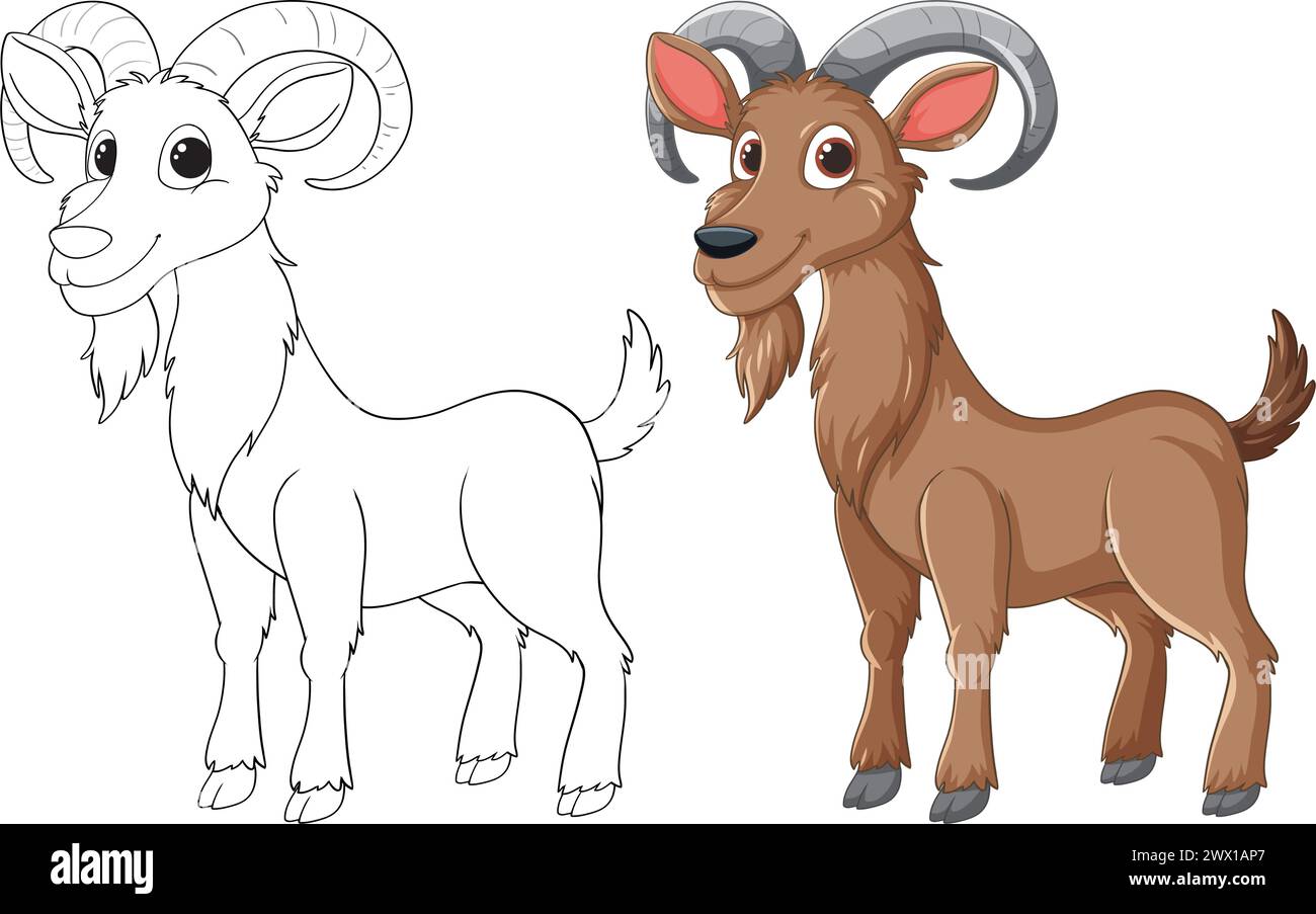Vector illustration of a ram, outlined and colored Stock Vector Image ...