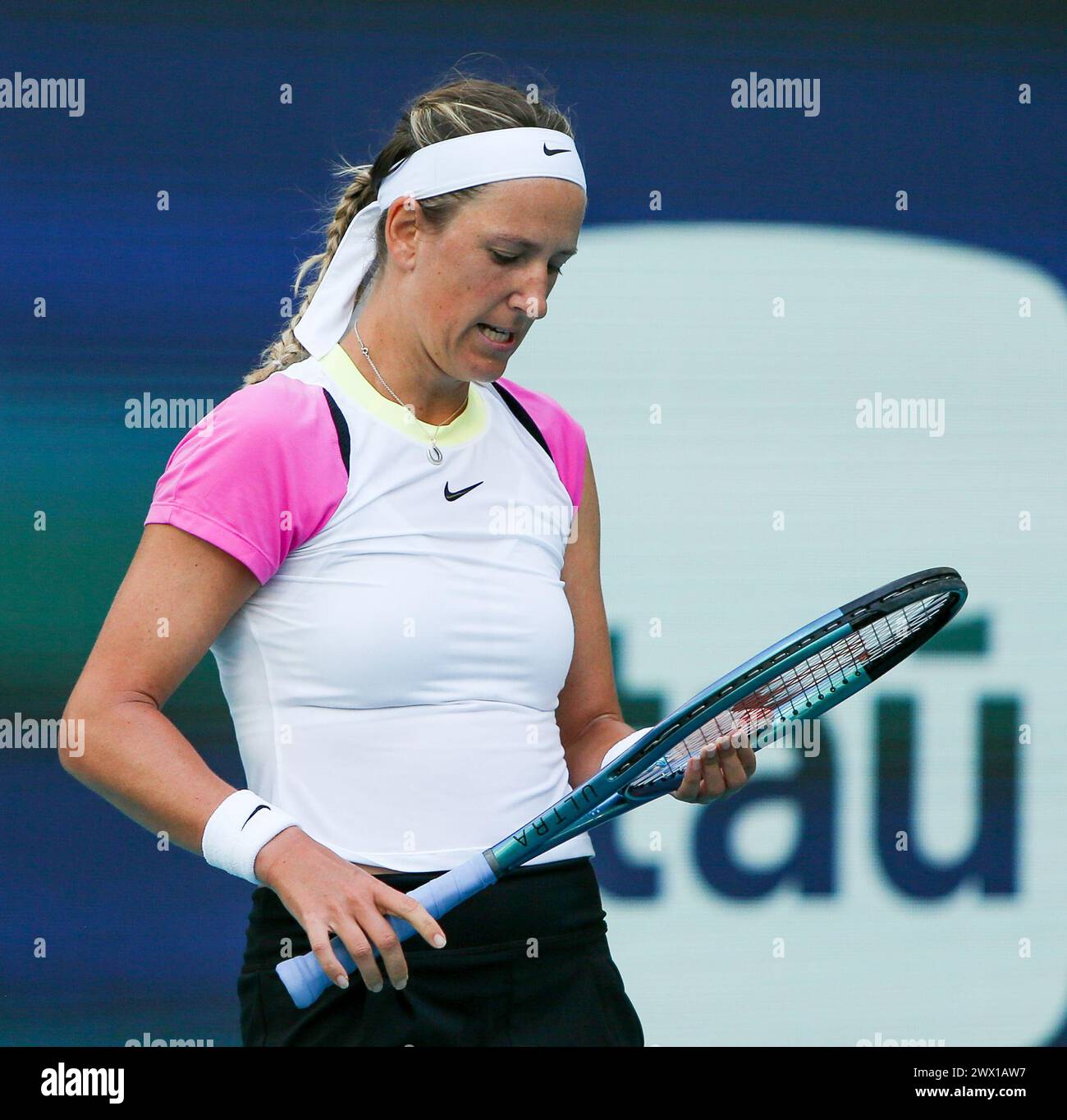 Miami Gardens, Florida, USA. 26th Mar, 2024. Victoria Azarenka waits ...